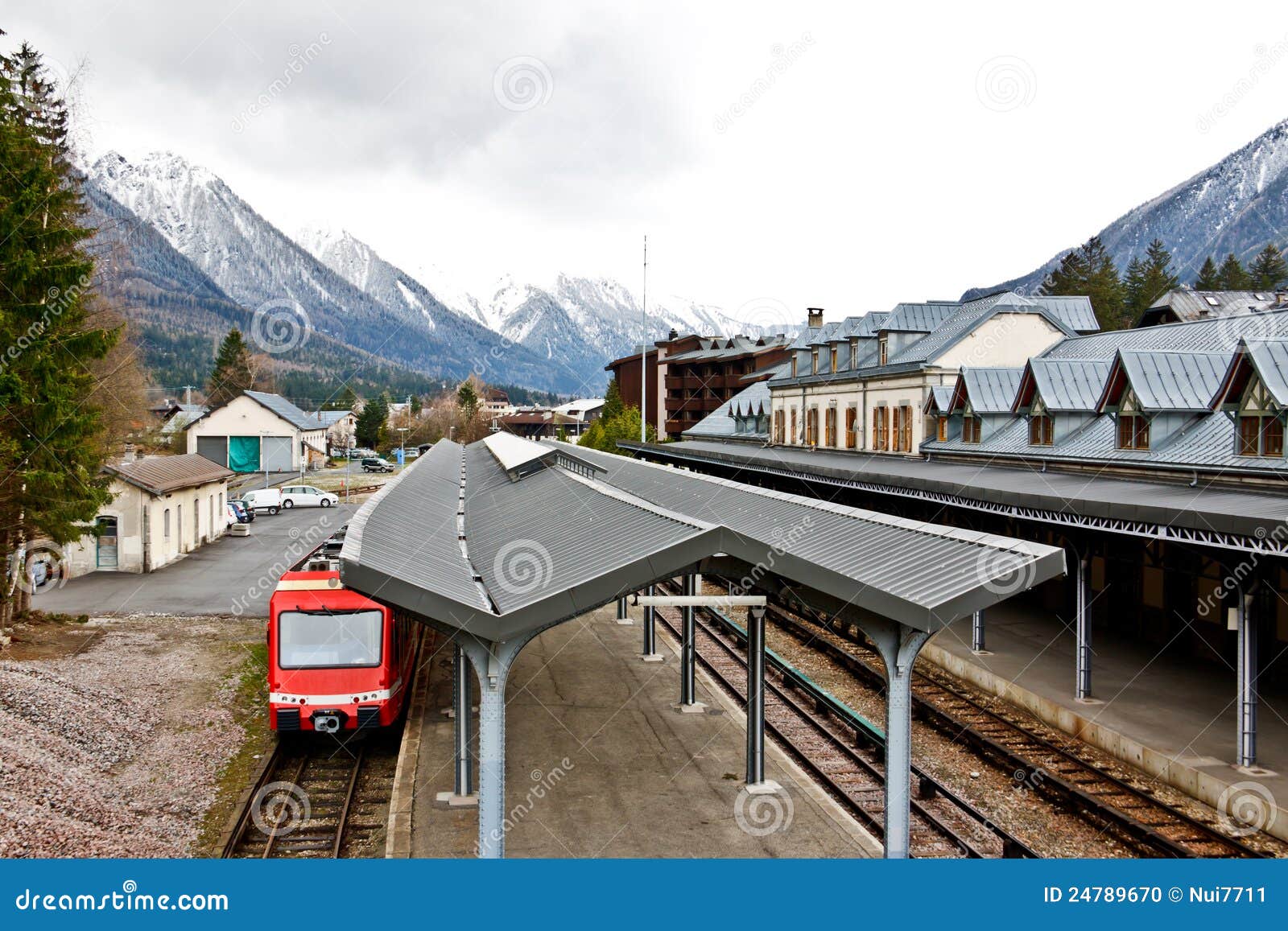 Train Station at Chamonix, France Stock Photo - Image of stop, path ...