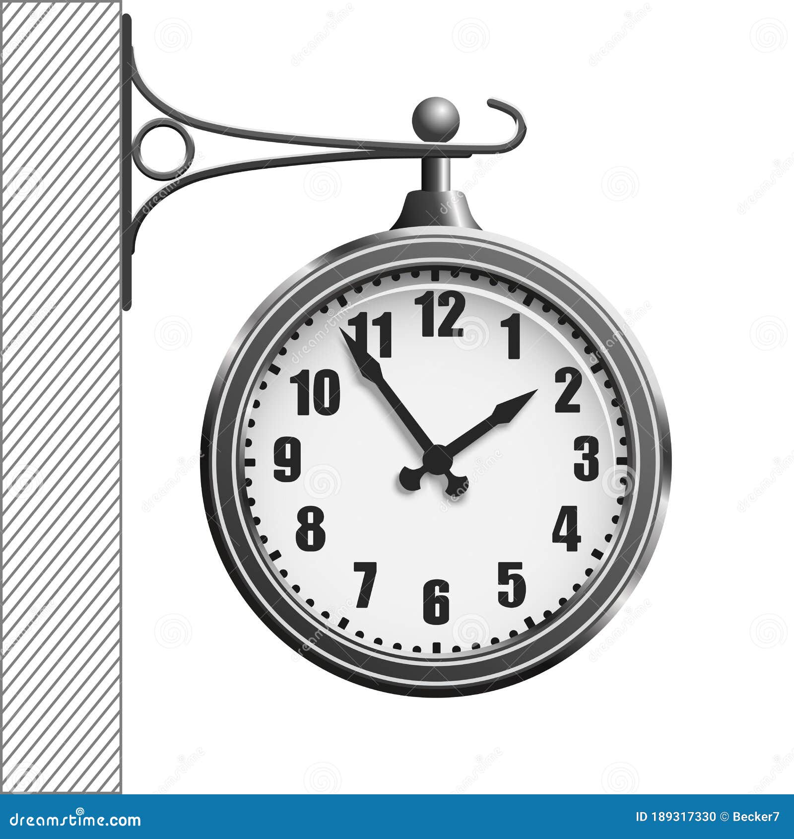Train Station Clock Isolated on White Background. Vector Illustration ...