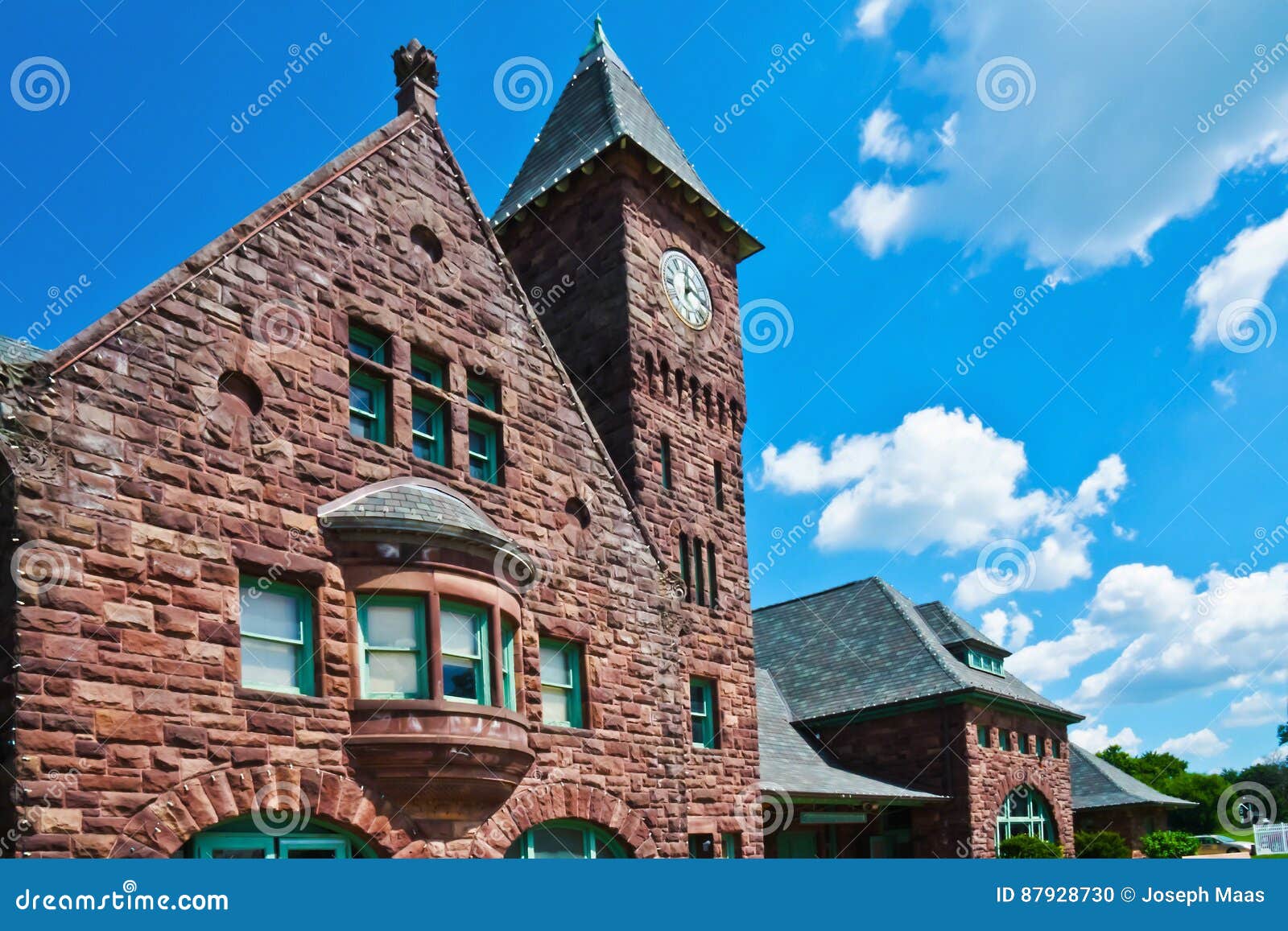 Train Station with Clock Tower on a Bright Day Stock Photo - Image of ...