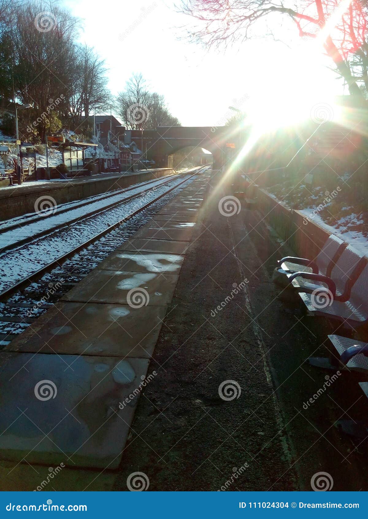Train station stock photo. Image of winters, station - 111024304