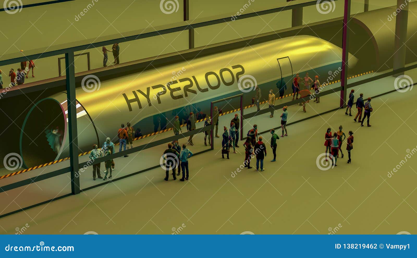 Train Station and Hyperloop. Passengers Waiting for the Train Stock ...