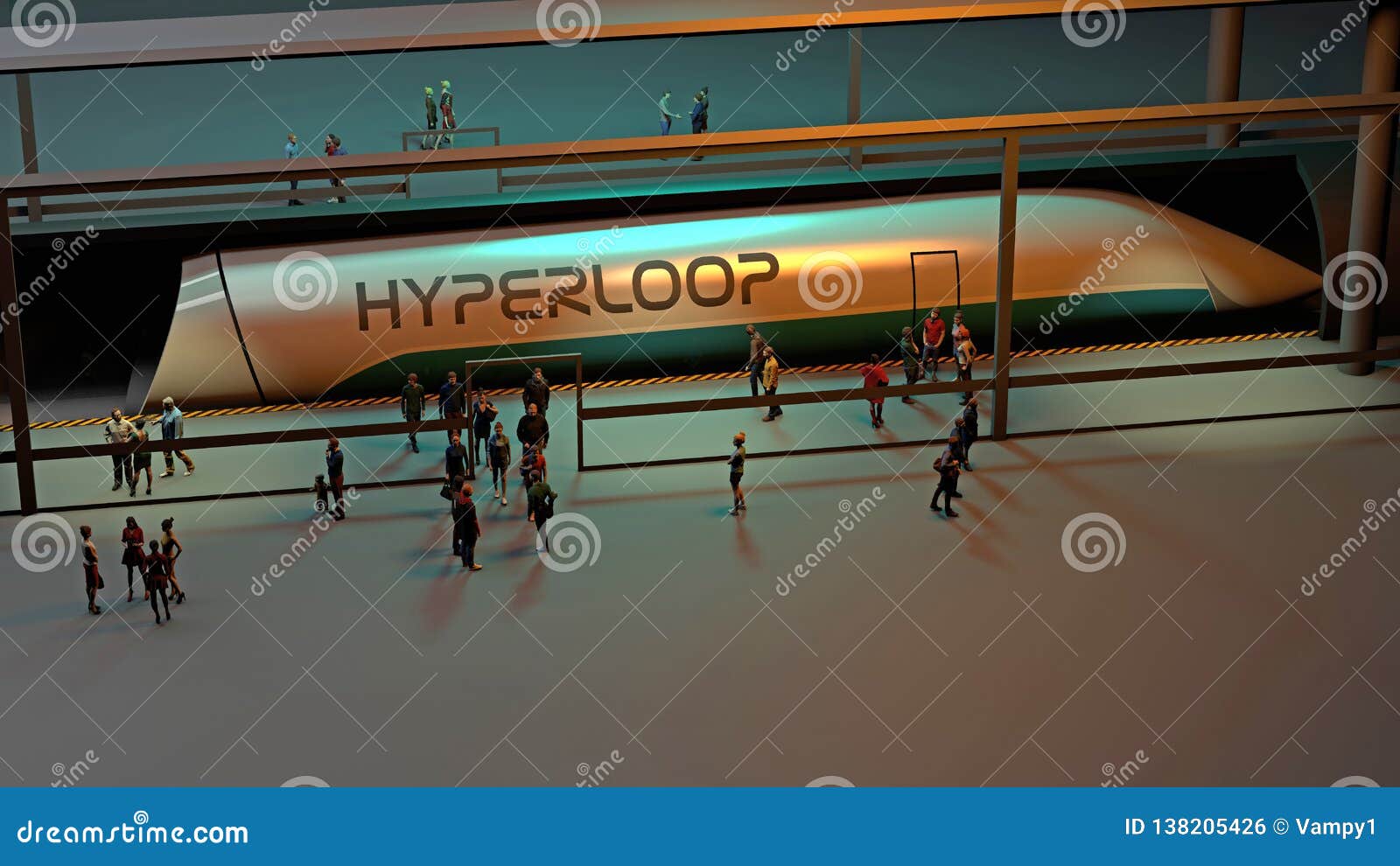 Train Station and Hyperloop. Passengers Waiting for the Train Stock ...