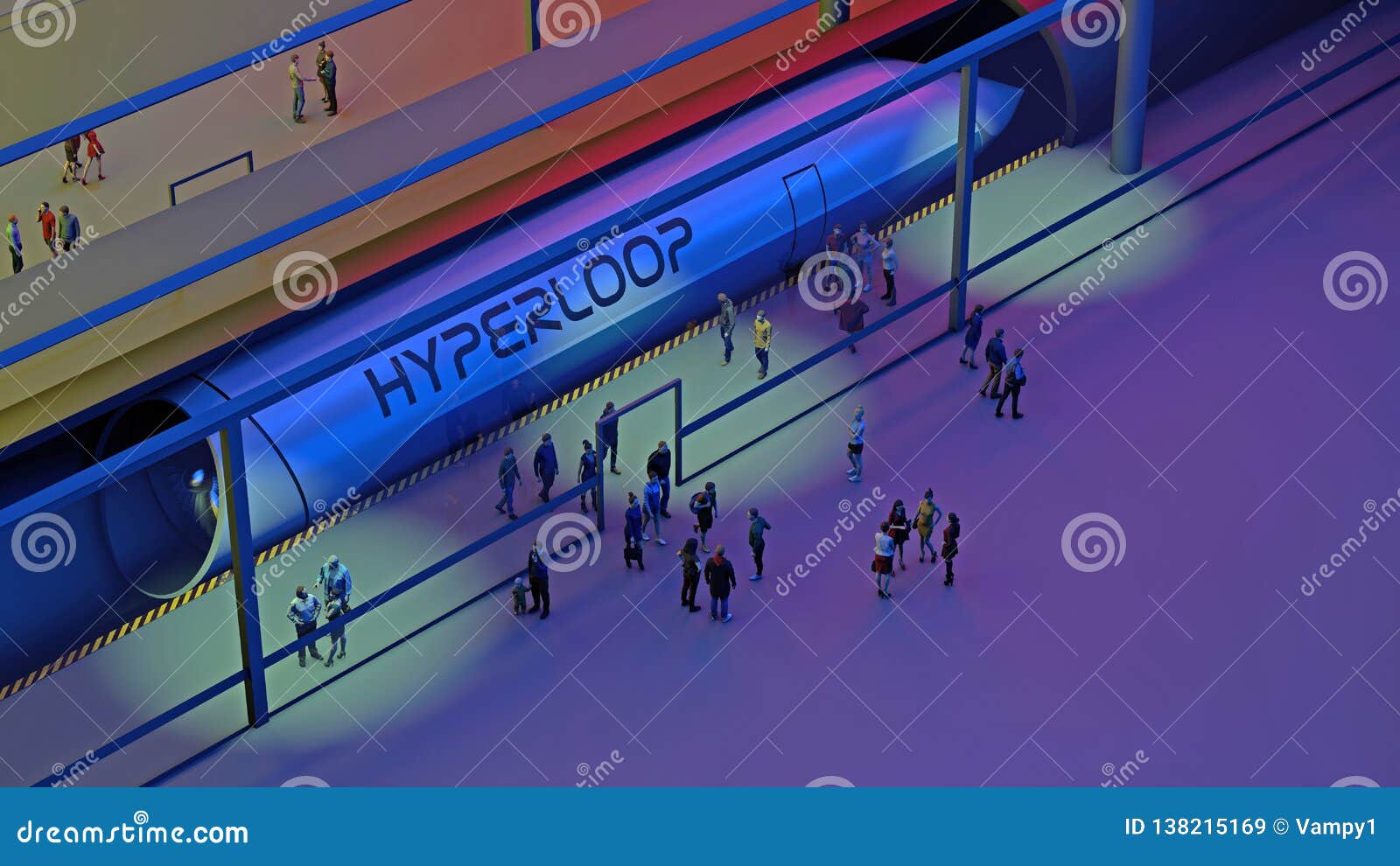 Train Station and Hyperloop. Passengers Waiting for the Train Stock ...