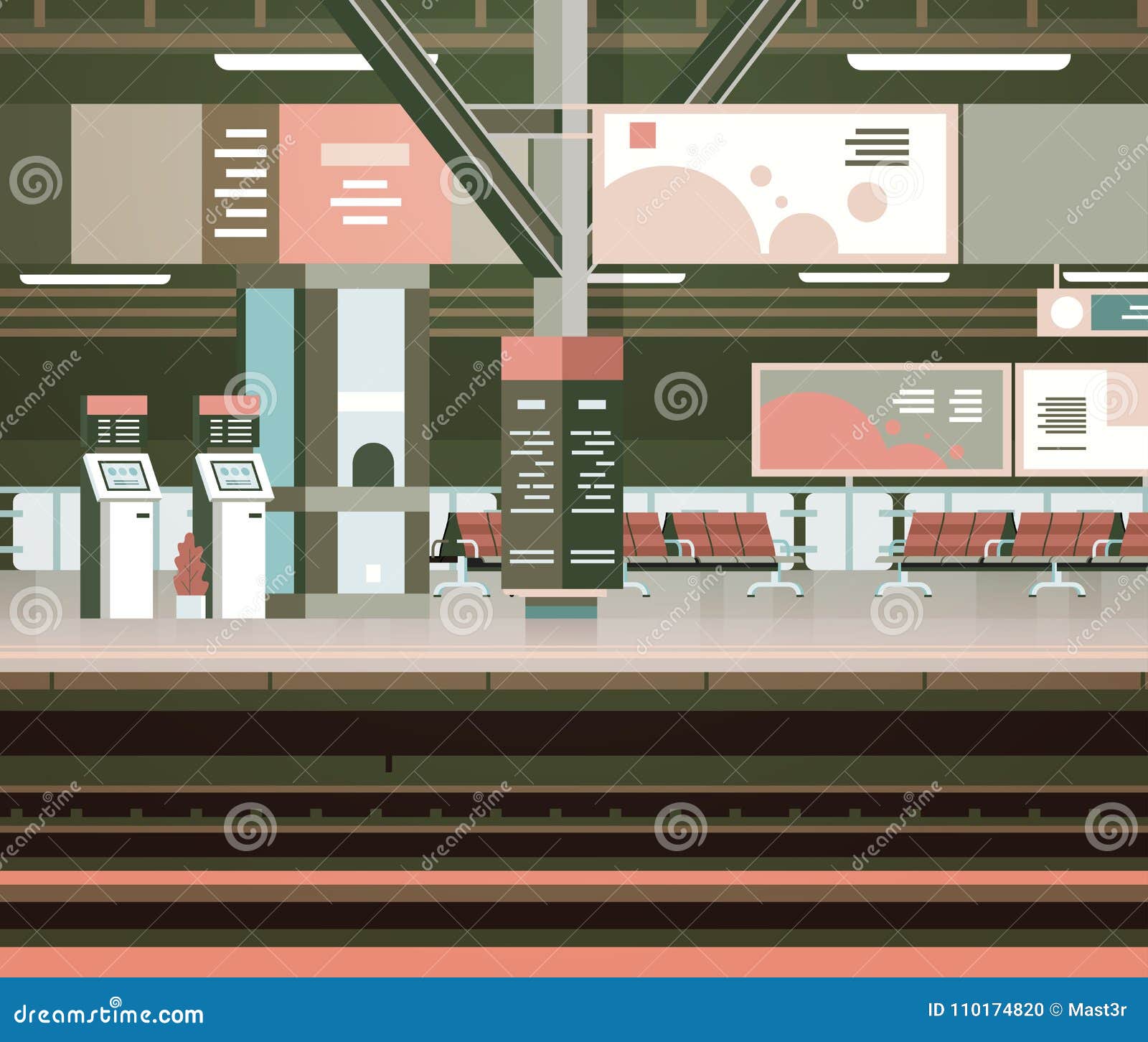 Train Station Interior Empty Platform with No People Transport and ...