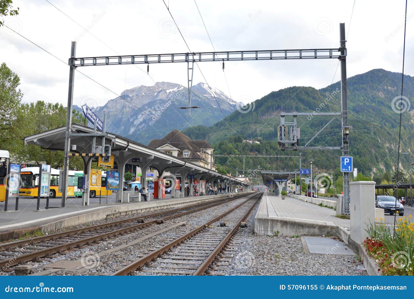 Train Station in Interlaken on Sunset Editorial Image - Image of ...