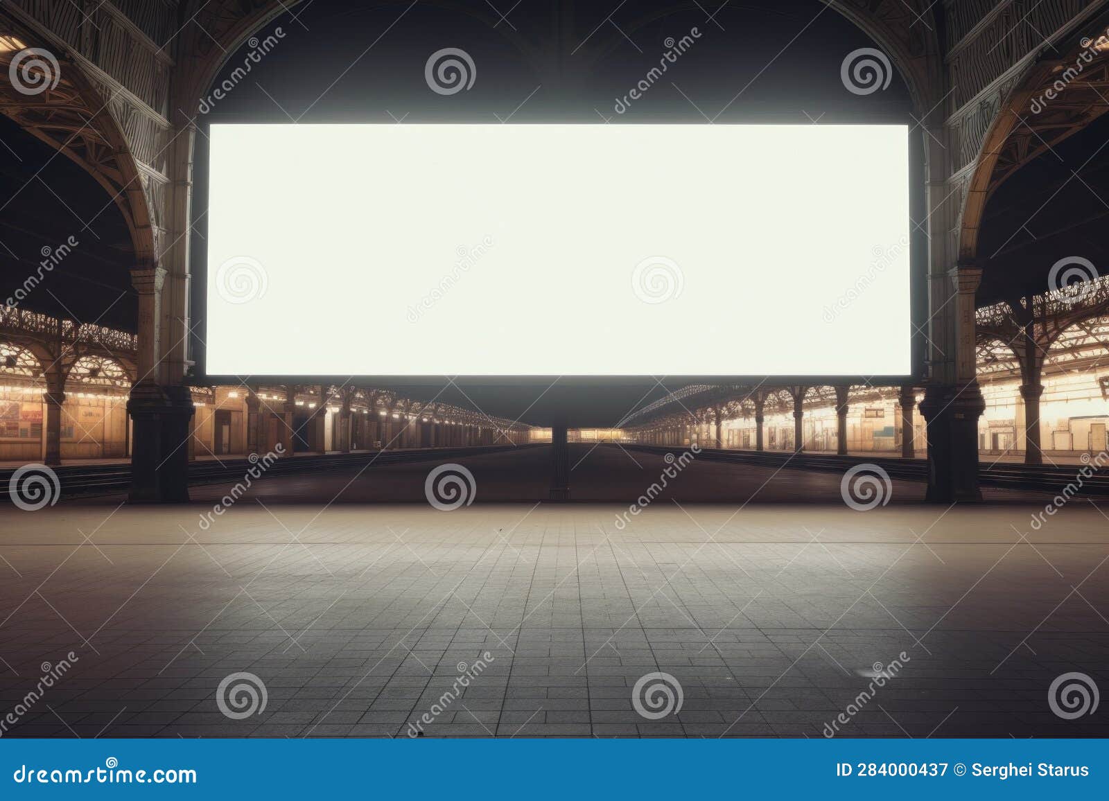 A Train Station with a Large Screen in the Middle of it. Generative AI ...