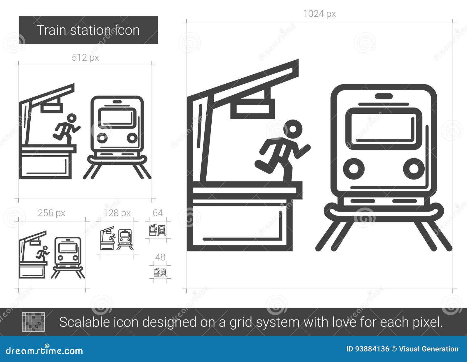 Train station line icon. stock vector. Illustration of motion - 93884136