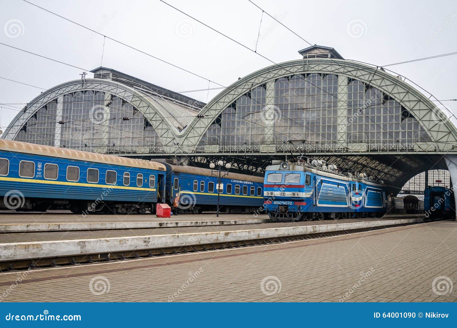 Train Station in Lviv Which are Passenger Trains and Carriages ...