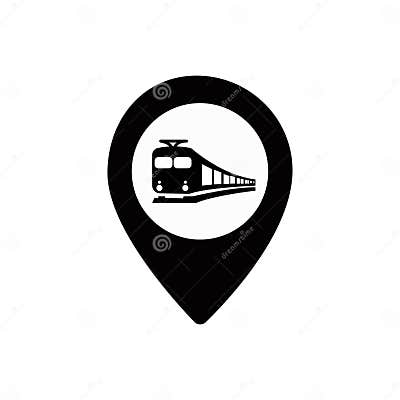Train Station Map Pin Icon. Train Station Map Point Symbol Stock Vector - Illustration of engine ...
