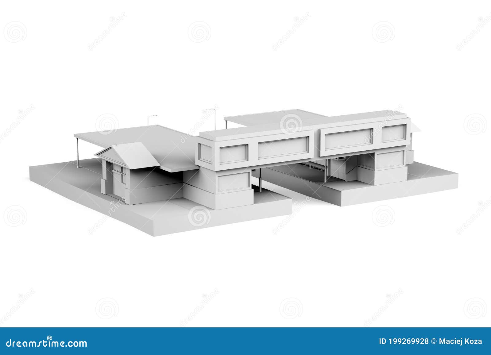 Train Station Mockup on White Background with Space for Text - Front ...