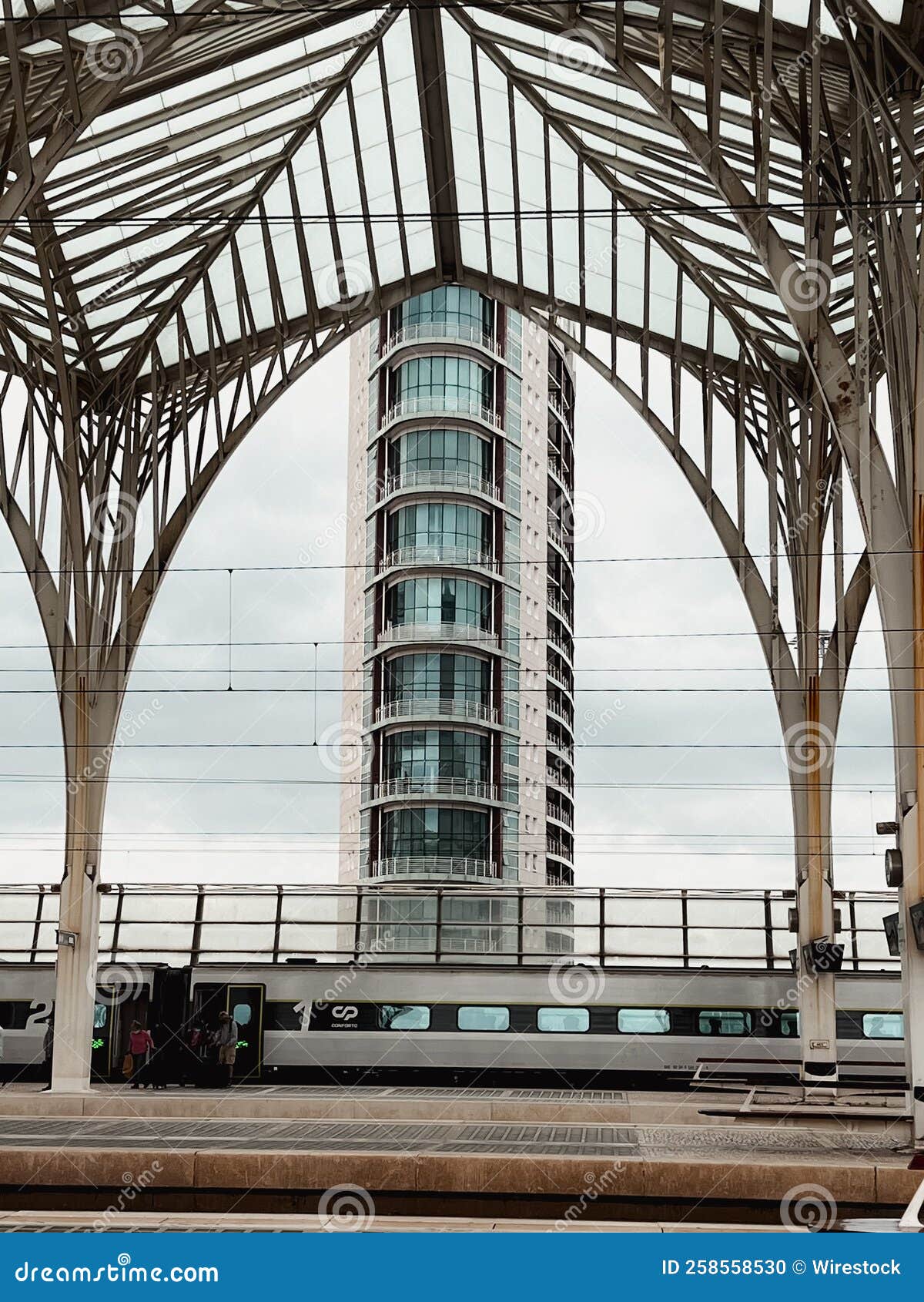 Train Station with a Modern Building and a White Train Editorial Image ...