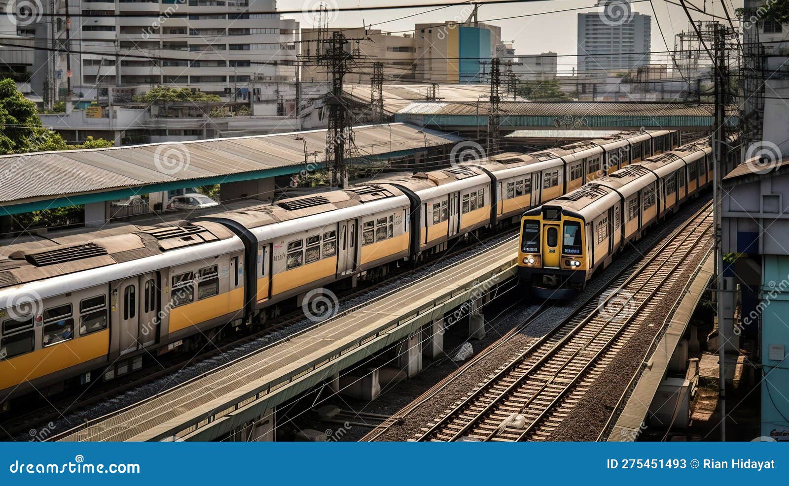 Train Station with Moving Train Mass Transportation, Generative Ai Stock Illustration ...