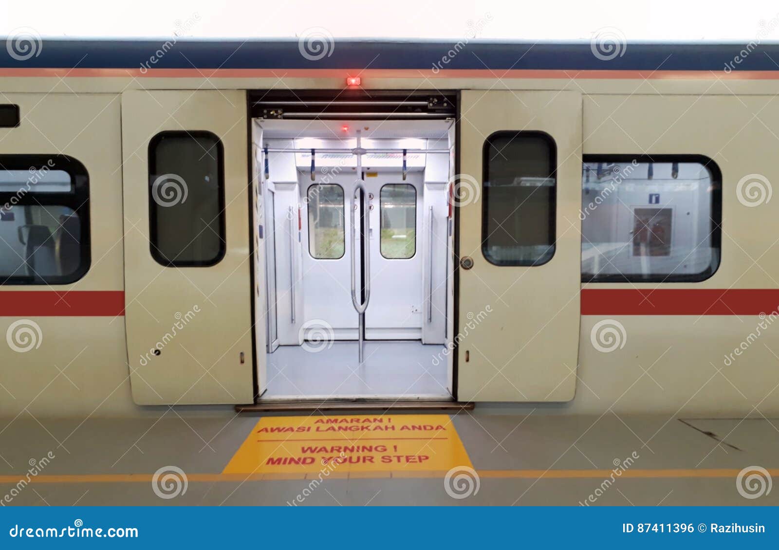 Train at Station Platform with Open Door Stock Photo - Image of public ...