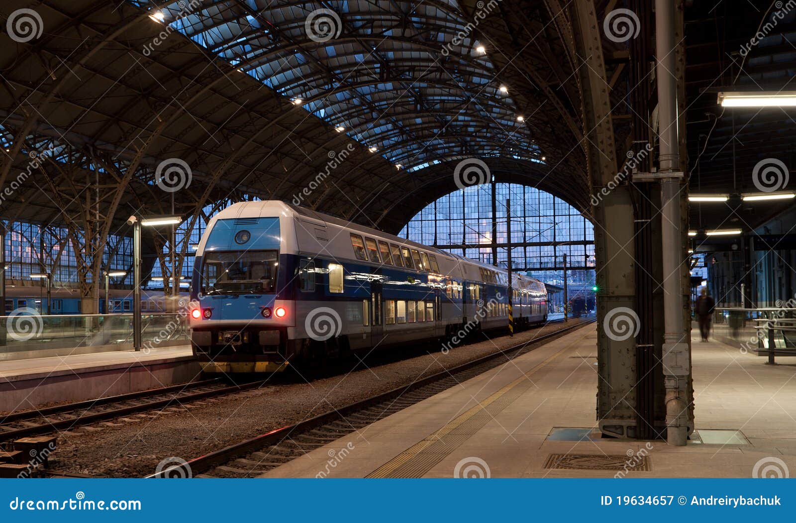 The Train Station in Prague Stock Image - Image of evening, station ...