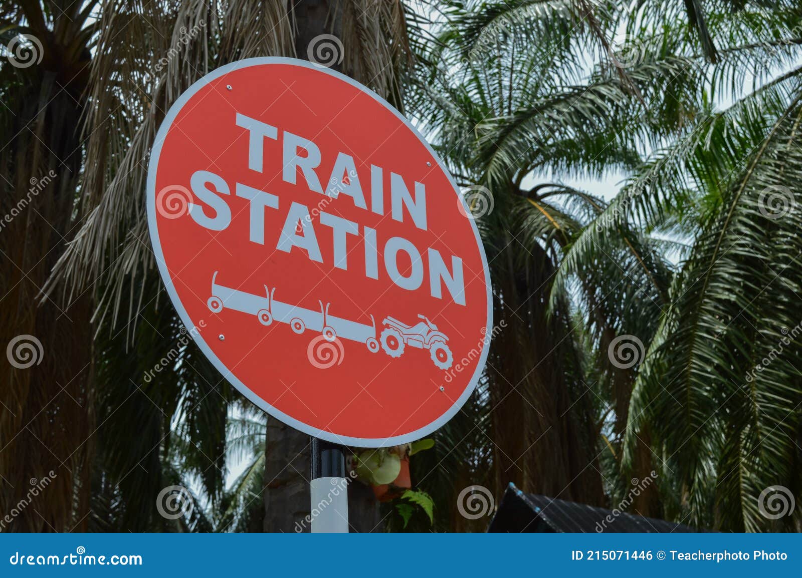Train Station Signboard at the Park. Selective Focus Stock Photo ...