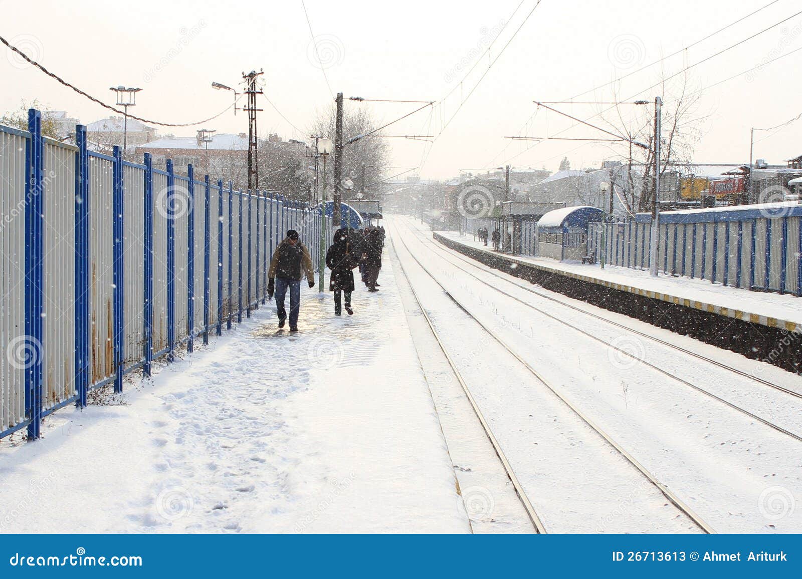 Train station in the snow editorial stock photo. Image of landscape ...