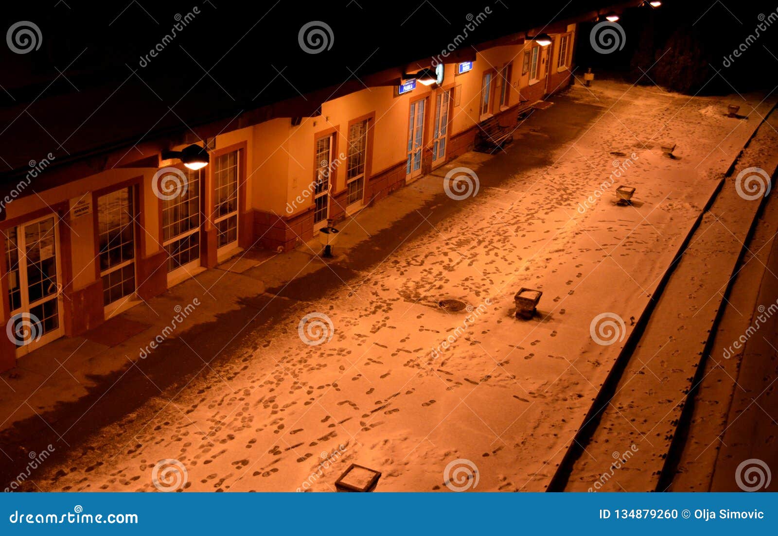 Train station in the snow stock photo. Image of winter - 134879260