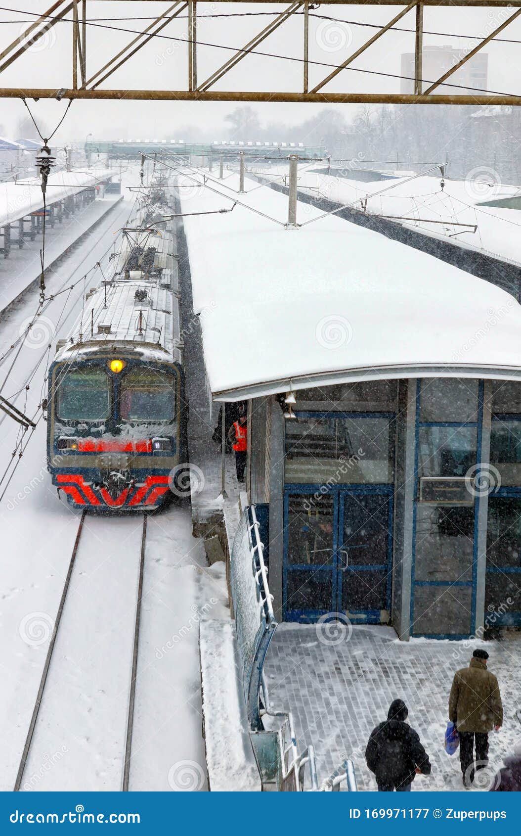 The Train, the Station in the Snow Editorial Photography - Image of ...