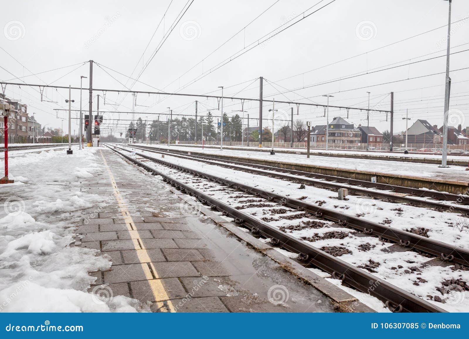 Train station in the snow stock image. Image of journey - 106307085
