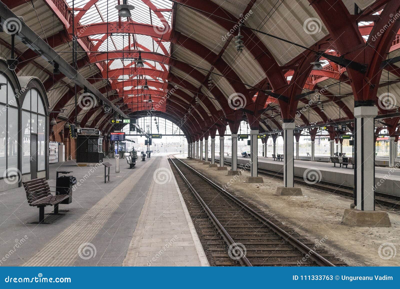 Train Station Structures in an Empty Station in Malmo, Sweden Stock ...