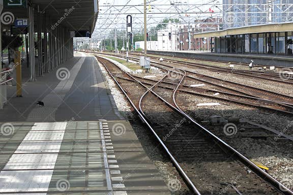 Train Station with Switch Tracks Stock Image - Image of rails, rail ...