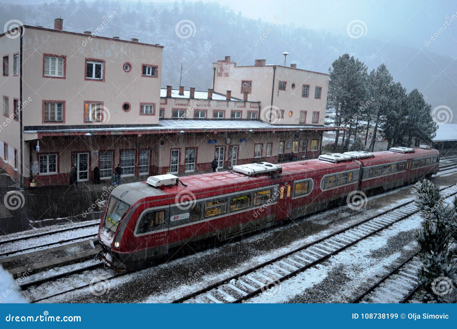 Train Station and Train in Winter Editorial Stock Image - Image of ...