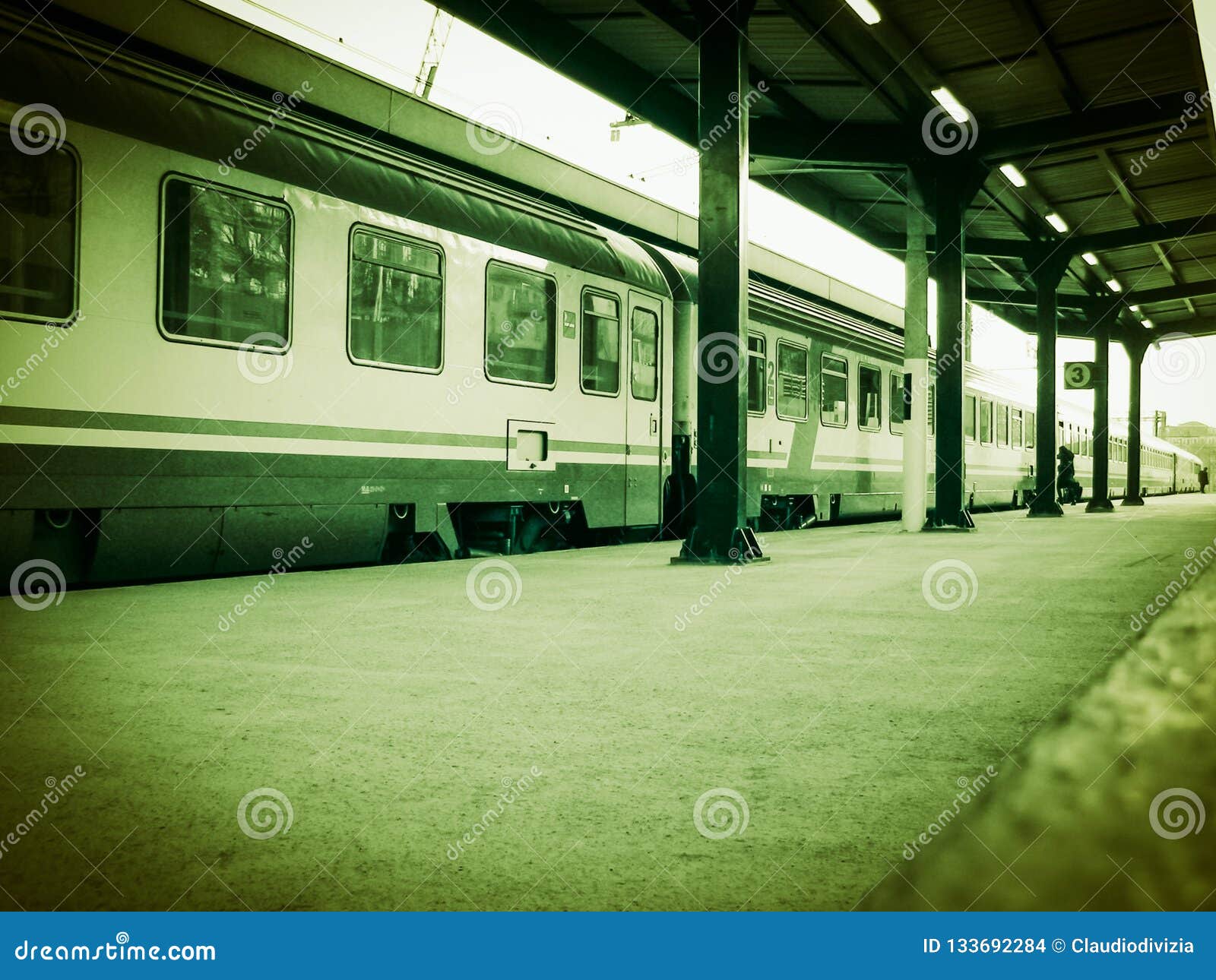 Train at Station Vintage Retro Stock Photo - Image of station, interior ...