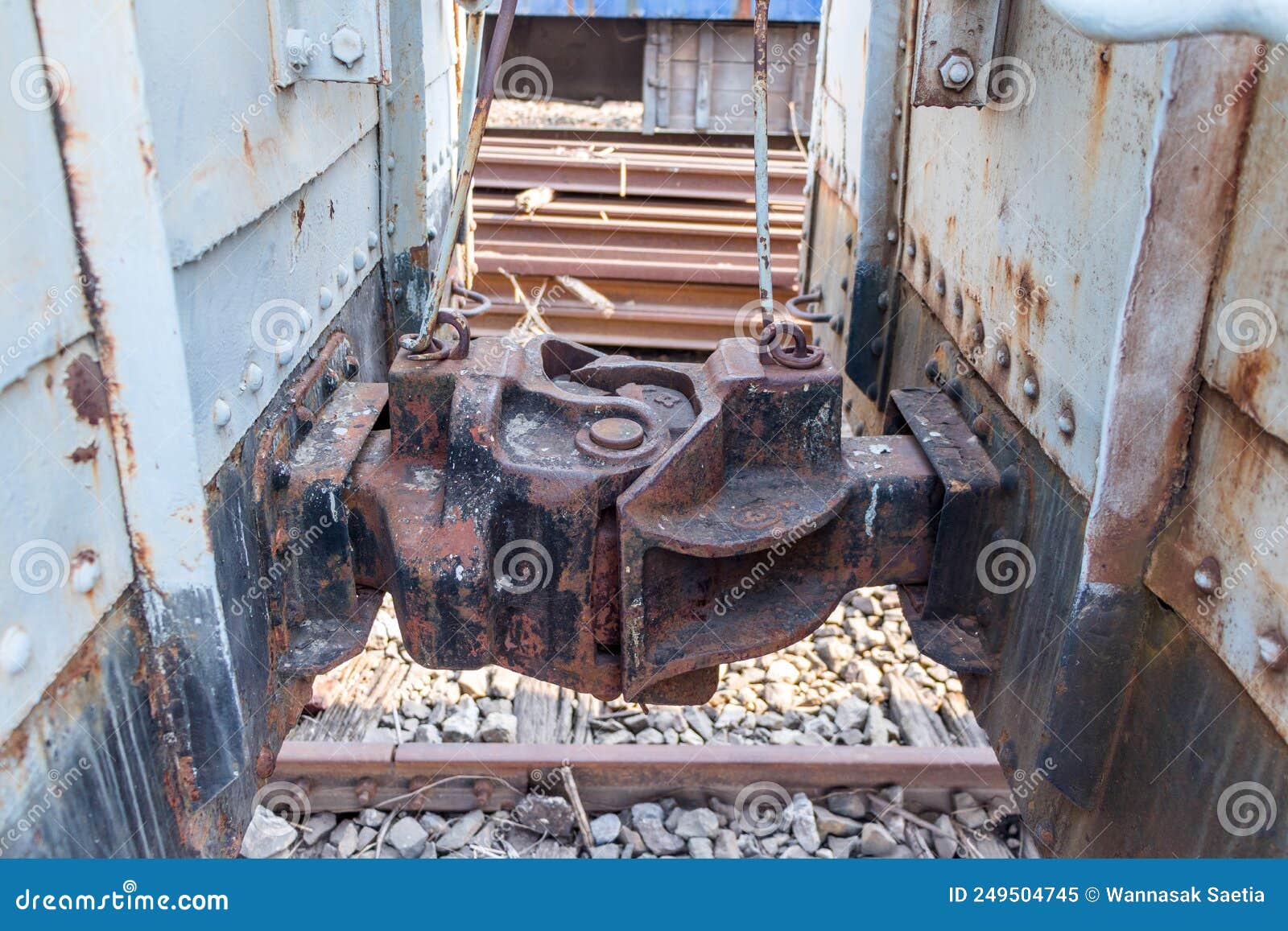 Train Steel Connection Coupler Stock Image - Image of outdoor ...