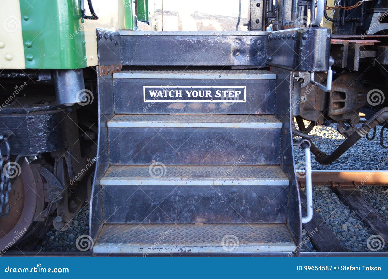 Train Steps - Watch Your Step Stock Image - Image of railway, warning ...