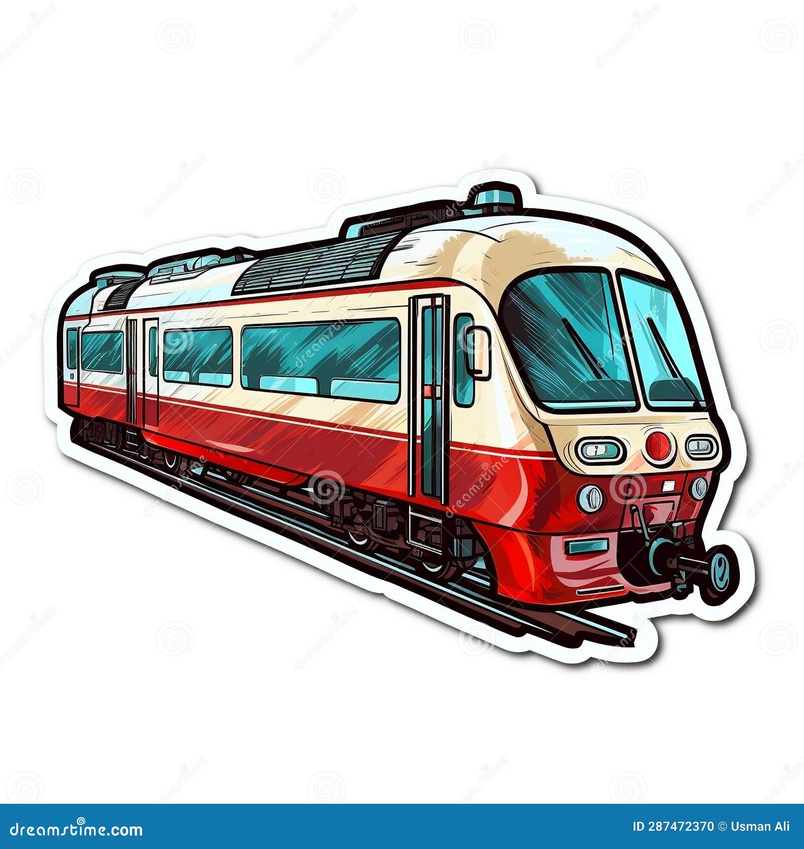 Train Sticker on Black Background. AI Stock Illustration - Illustration ...
