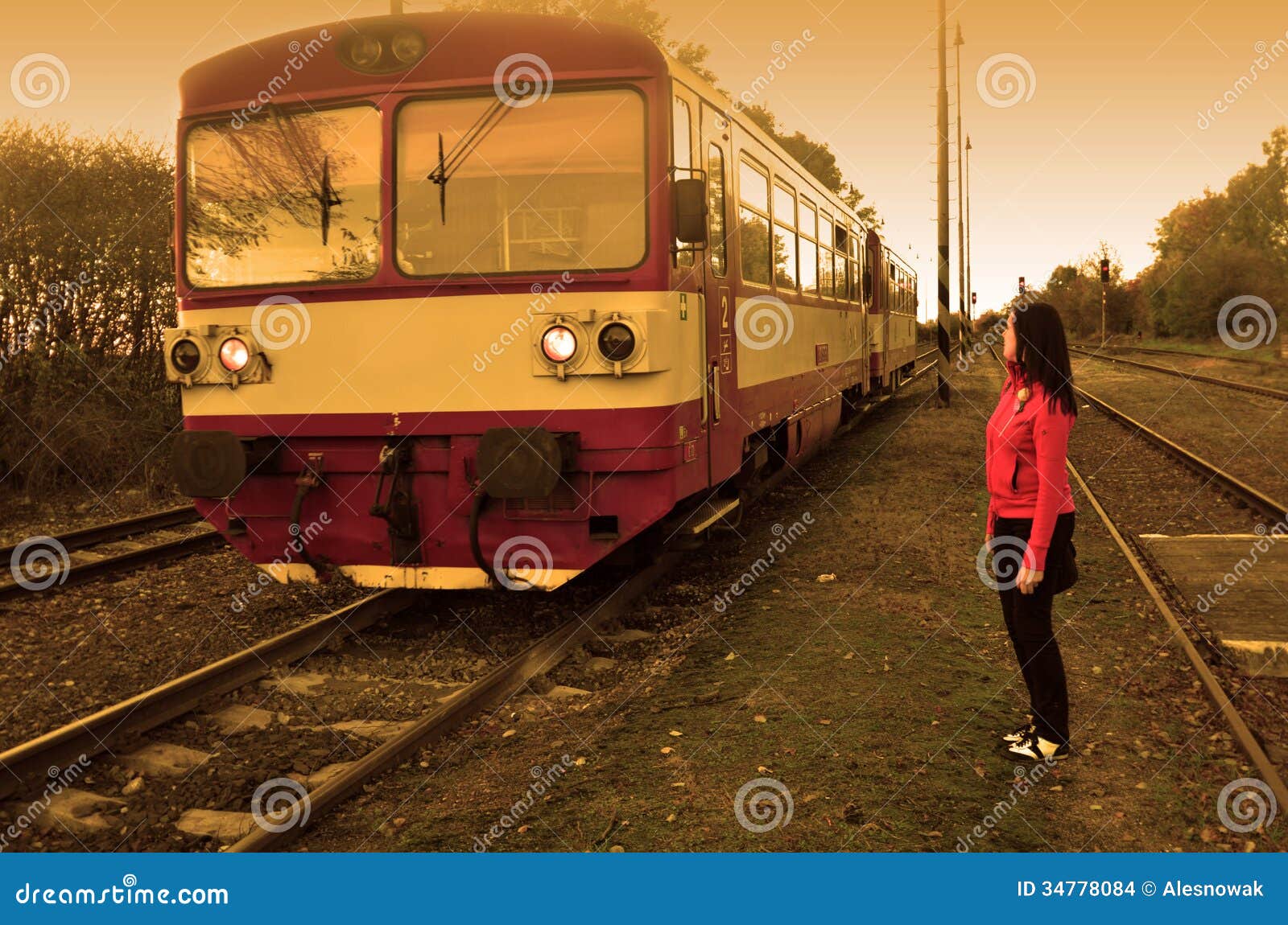 Red Train Stop Railway Station Platform Stock Image | CartoonDealer.com ...