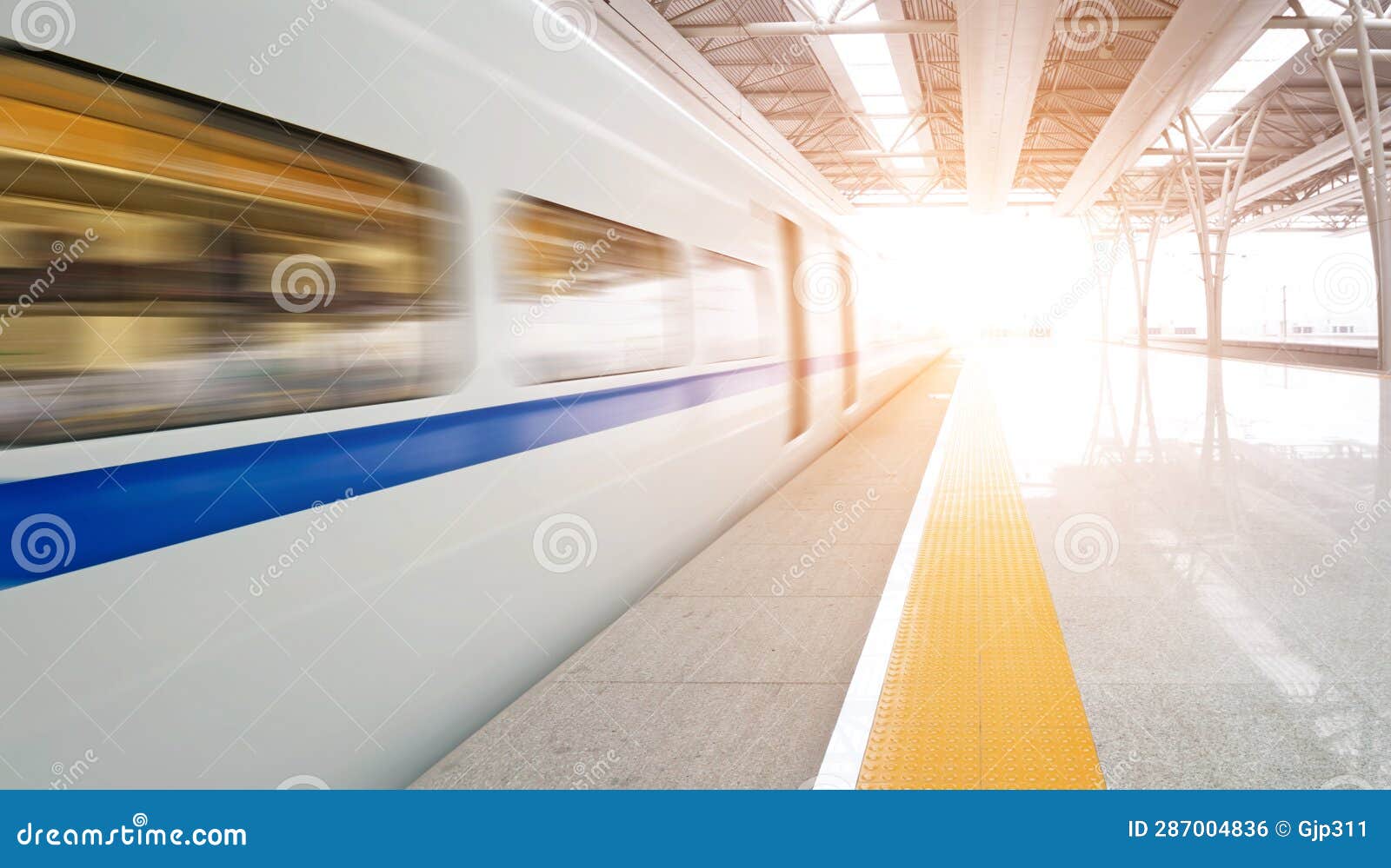 Train Stop at Railway Station Stock Photo - Image of sunrise, reflect ...