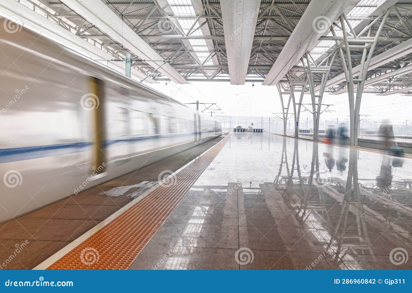 Train Stop at Railway Station Stock Photo - Image of travel, reflect ...