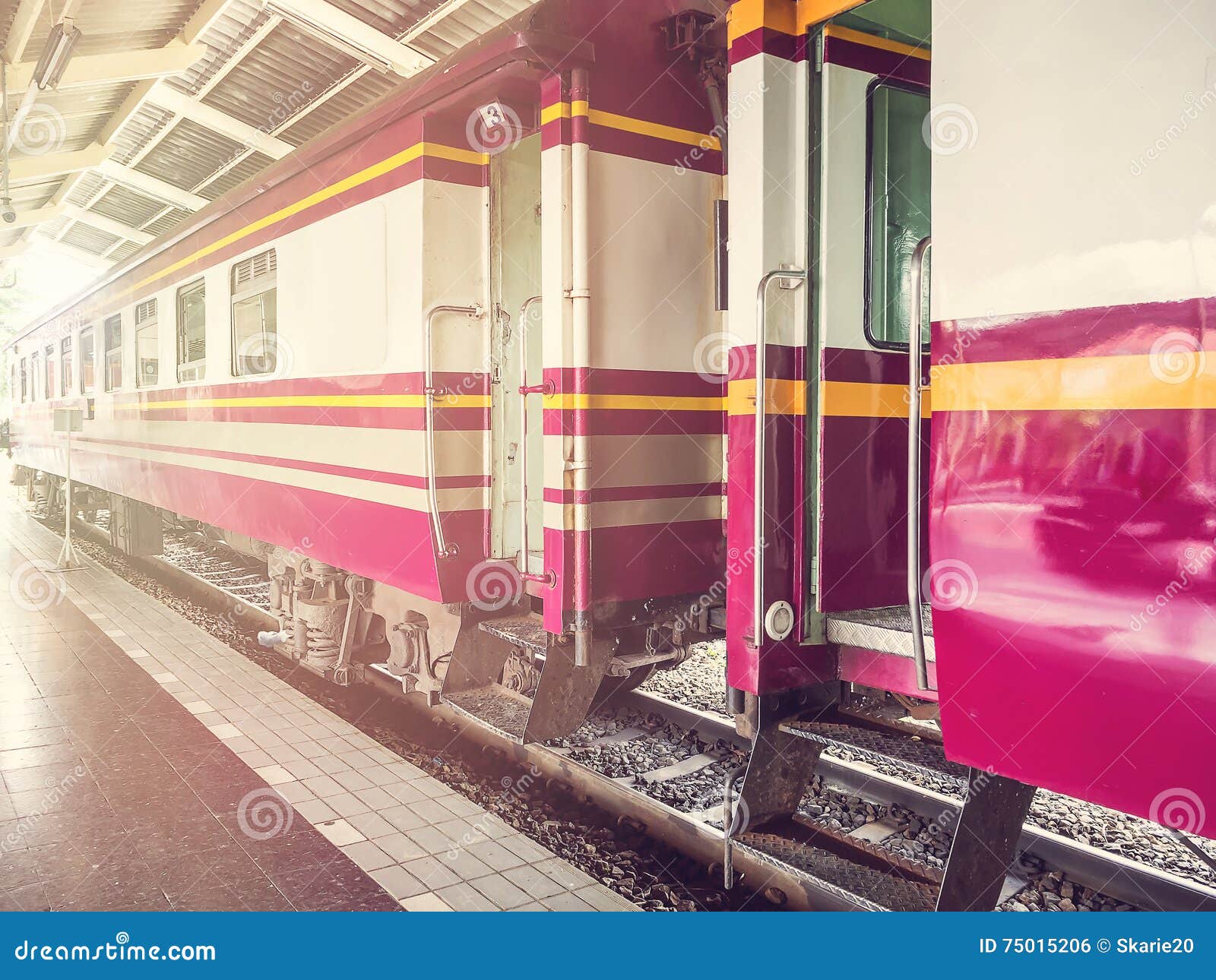Train Stop at Railway Station Stock Photo - Image of roof, railway ...