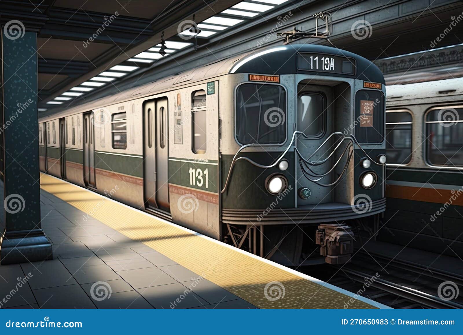 Train Subway Station with Train. Generative AI Stock Illustration ...