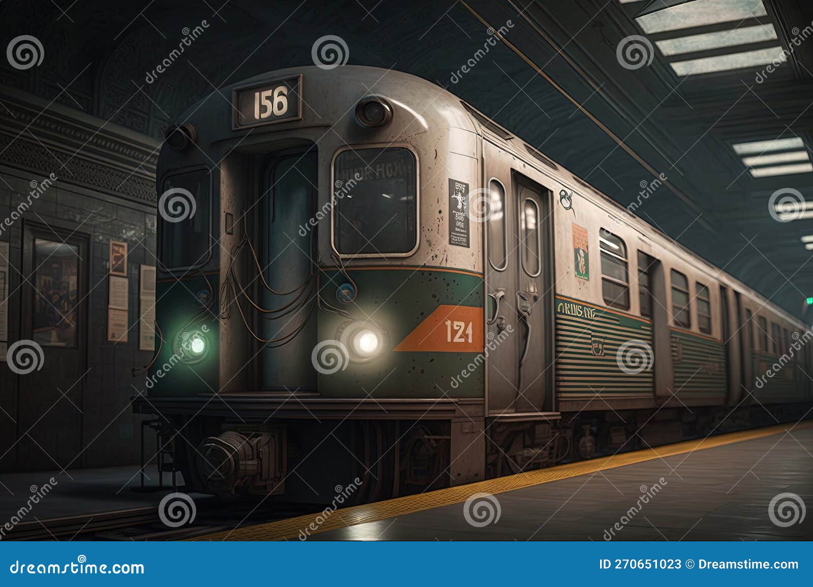 Train Subway Station with Train. Generative AI Stock Illustration ...
