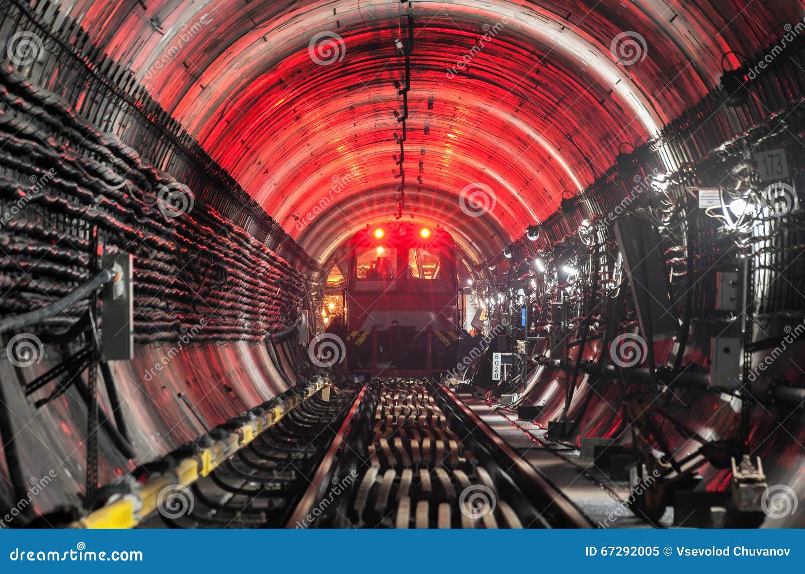 Train in Subway Tunnel. Focus on the Train Stock Image - Image of ...