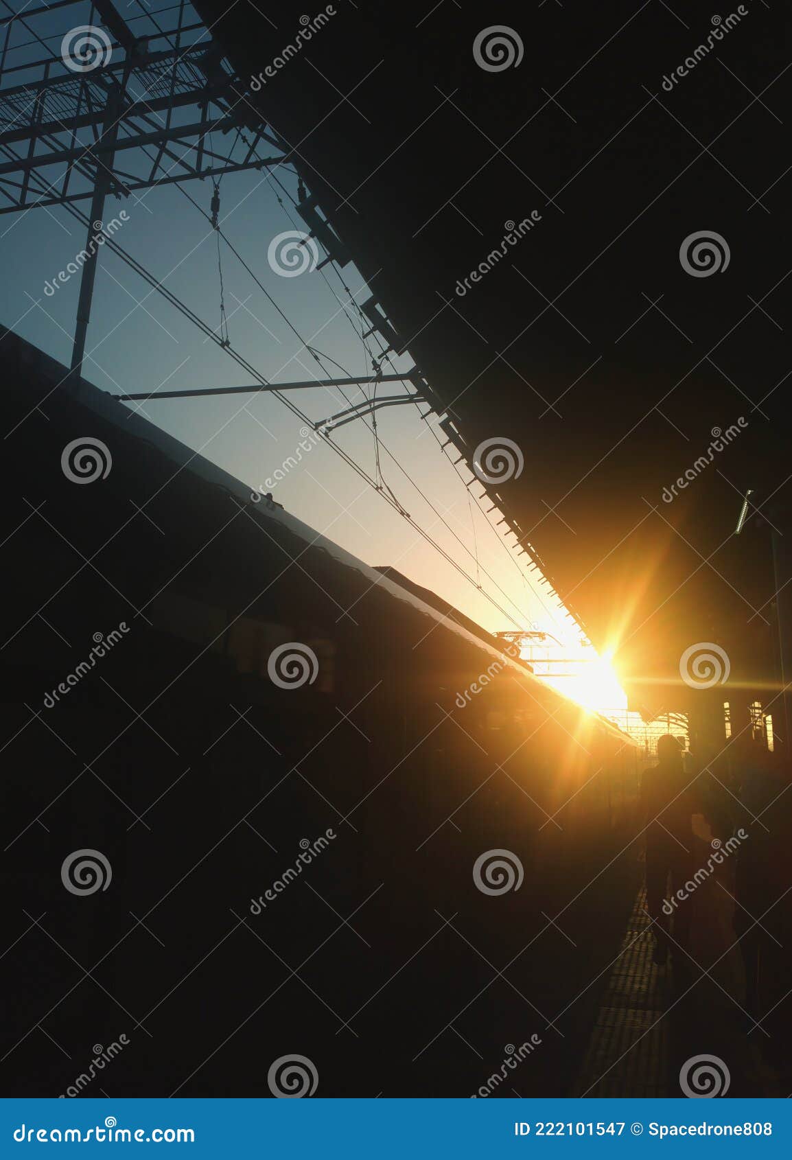 Train at Sunset Station Transport Backdrop Stock Image - Image of shine ...