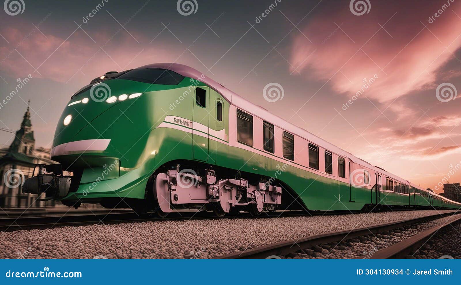 Train at Sunset Swift Train that Dashes through a Metropolis at Dawn ...