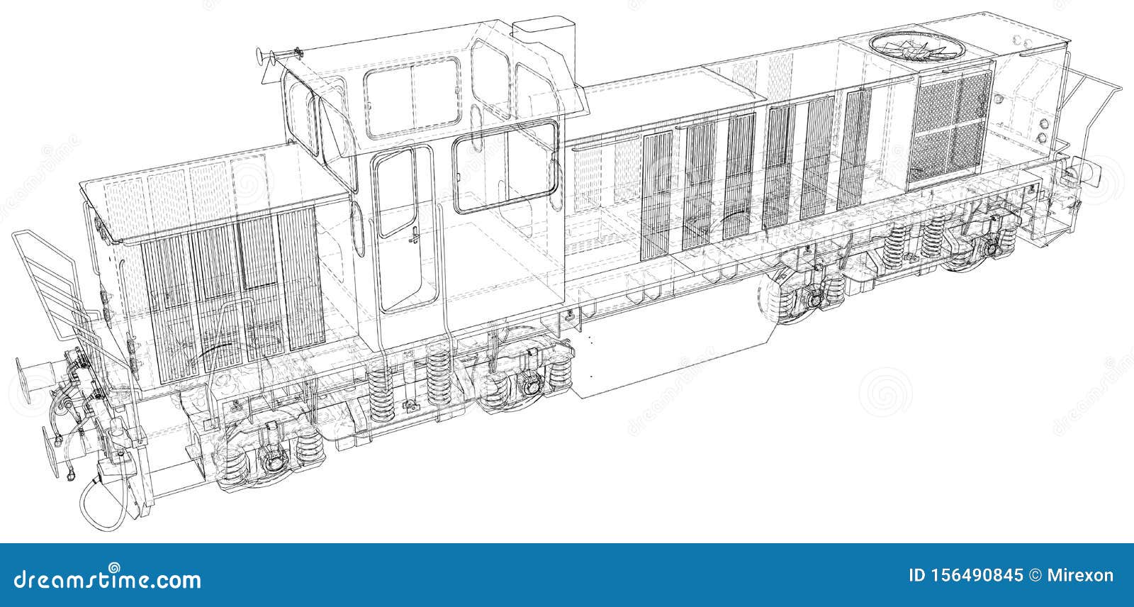 Train. Technical Wire-frame Stock Vector - Illustration of merchandise ...
