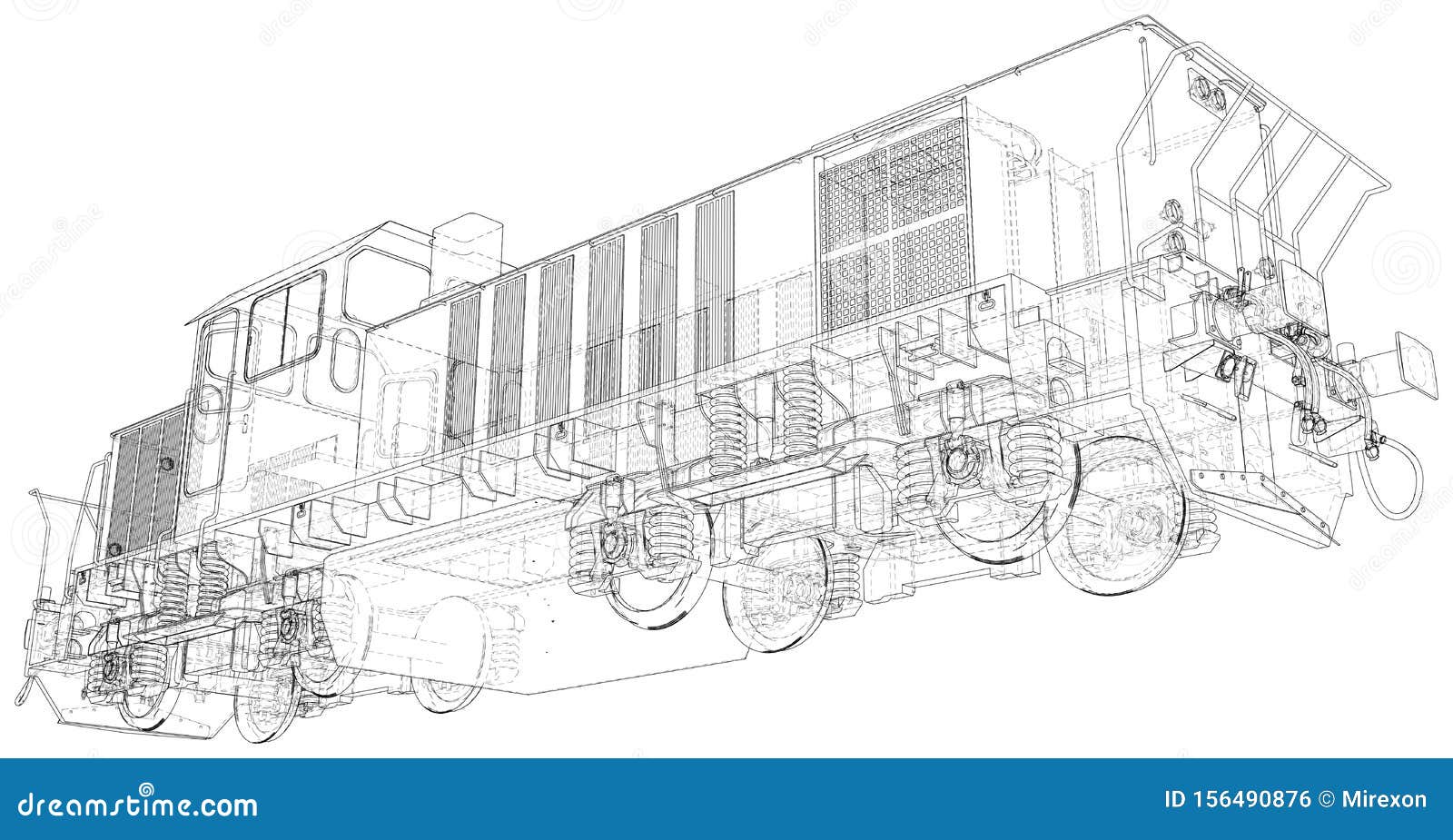 Train. Technical Wire-frame Stock Vector - Illustration of background ...