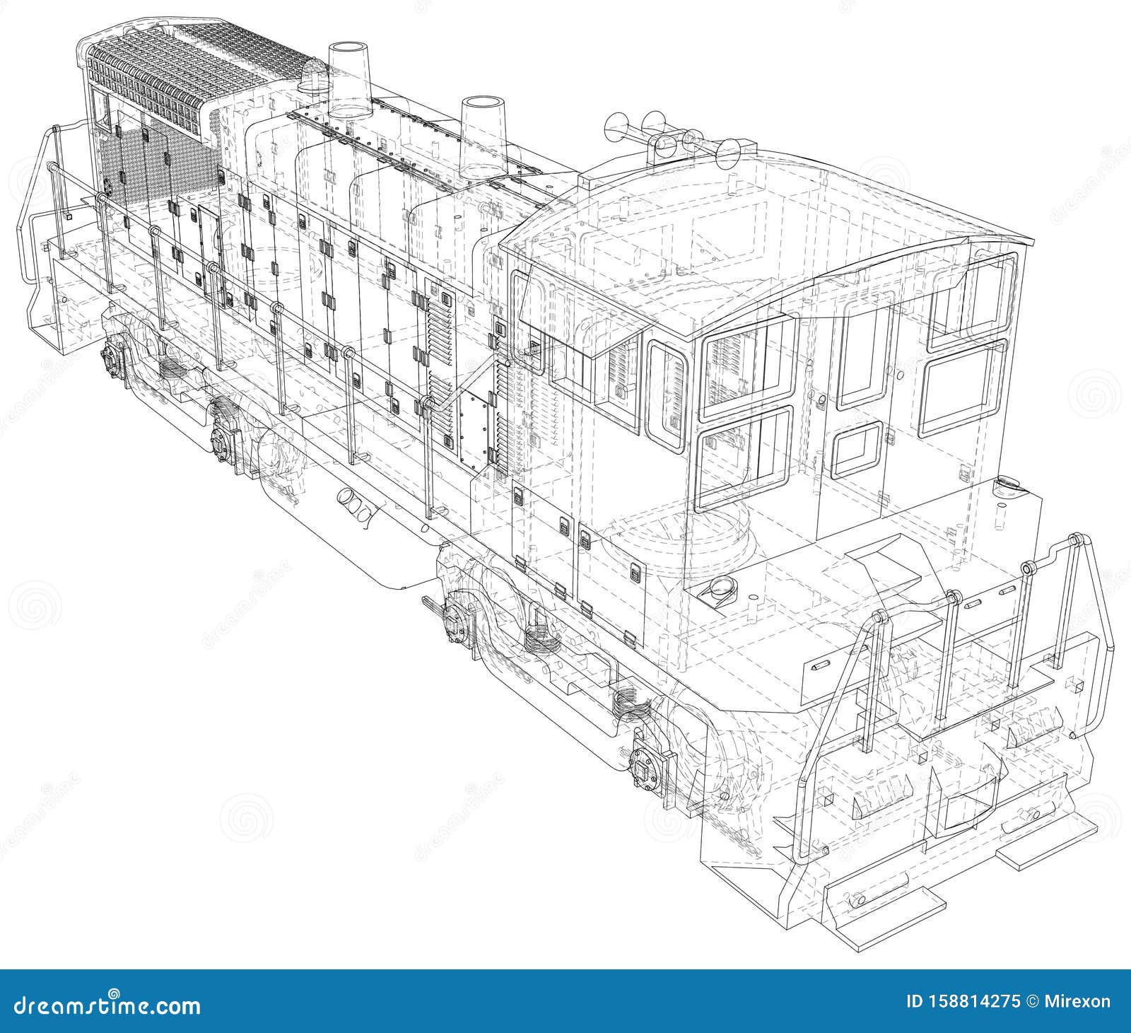 Train. Technical Wire-frame Stock Vector - Illustration of public ...