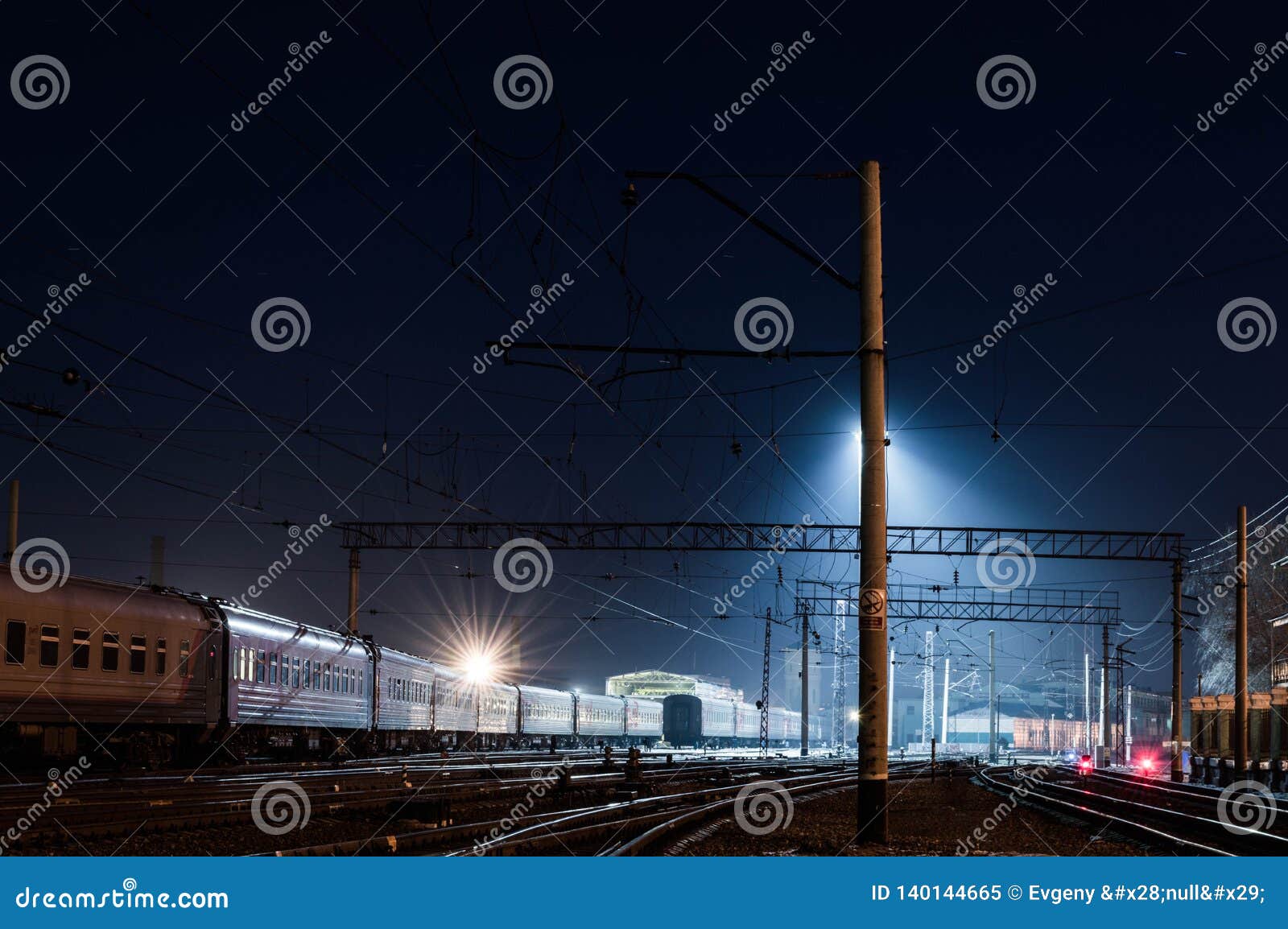 Train Terminus and One Blue Light Stock Image - Image of blue ...