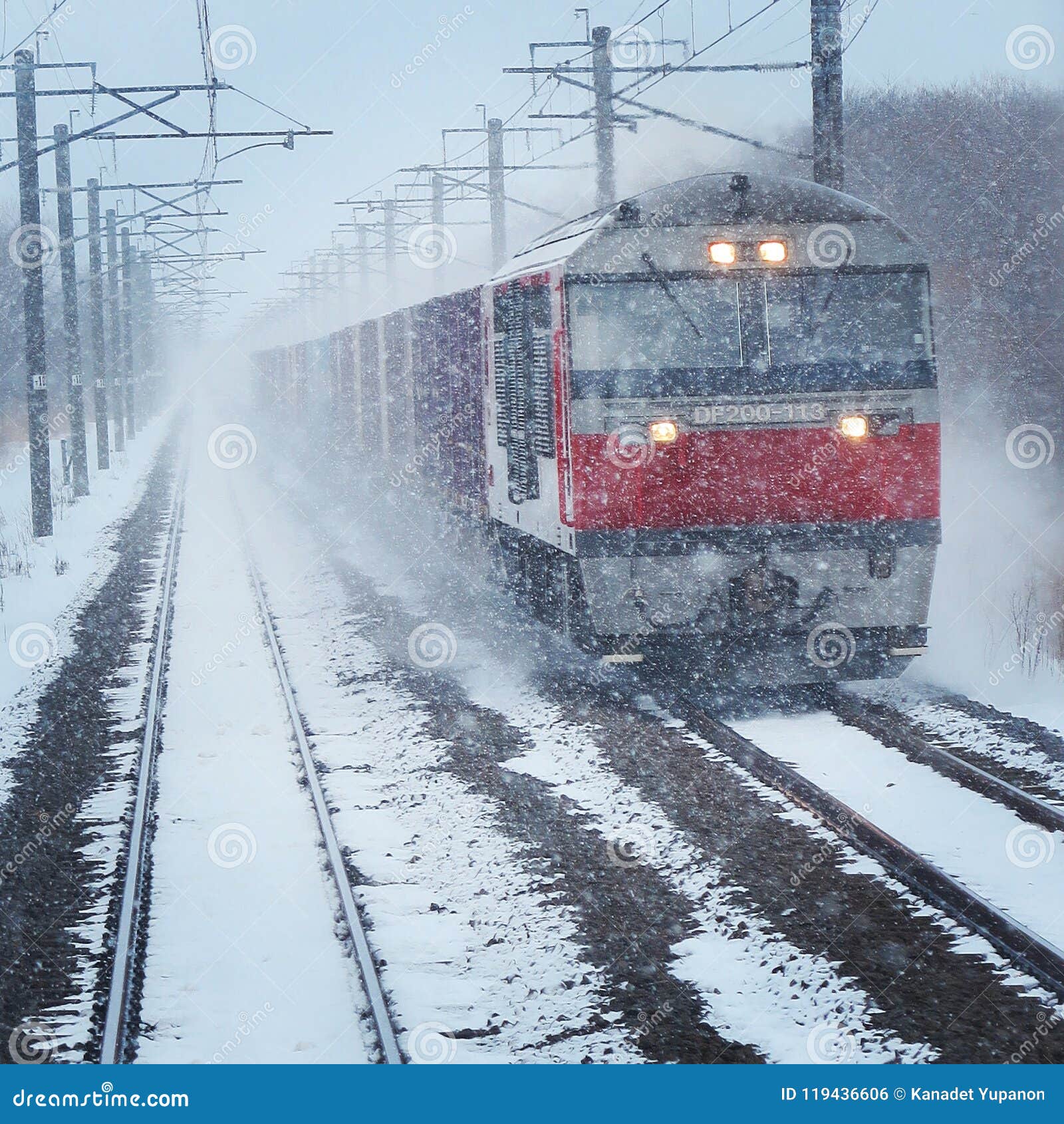 Bullet Train Thru Snowy Rain Stock Photo - Image of train, rain: 119436606
