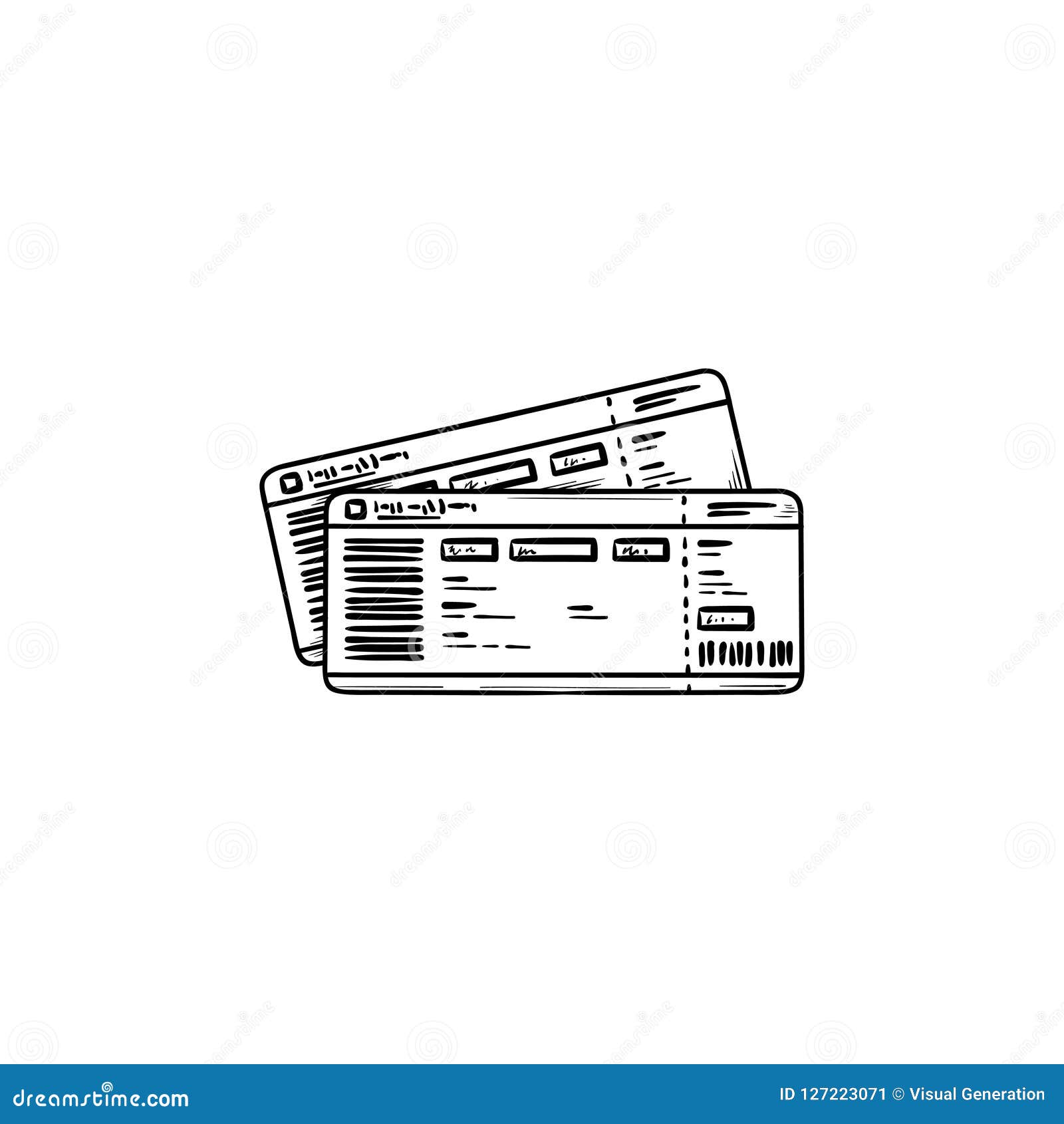 Train Ticket Hand Drawn Outline Doodle Icon Stock Vector