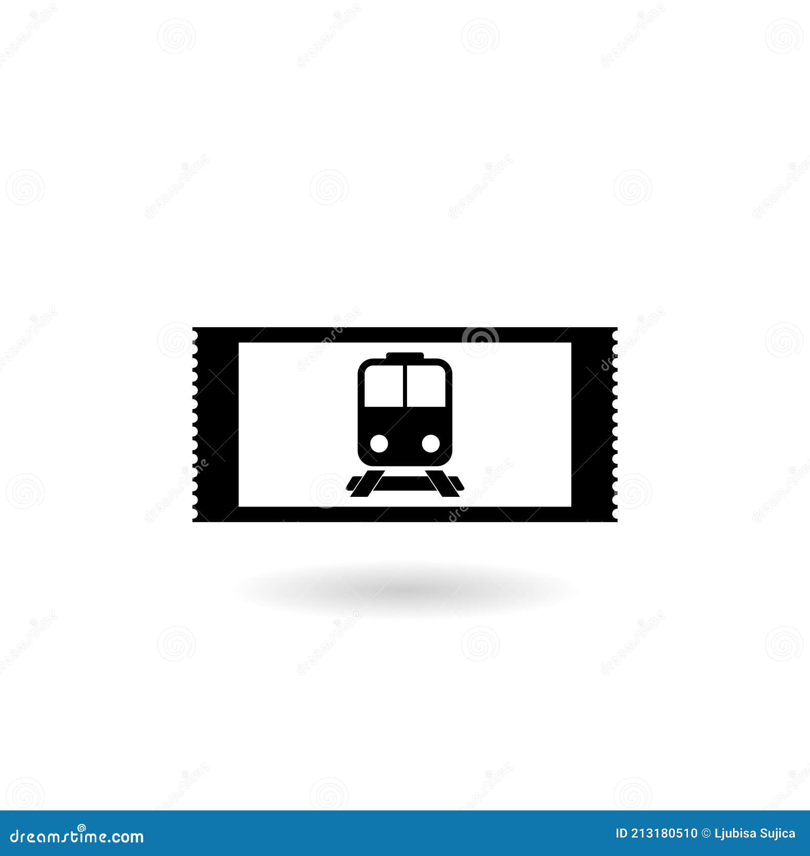 Train Ticket Icon with Shadow Stock Vector - Illustration of journey ...