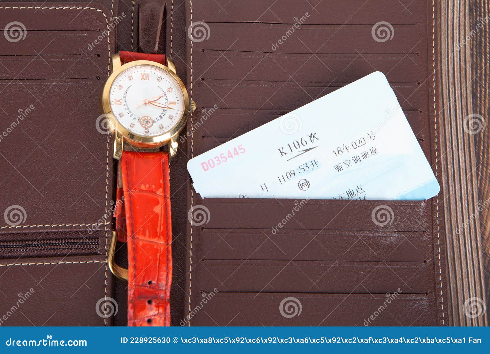 The Train Ticket in the Wallet and a Watch Stock Photo - Image of watch ...