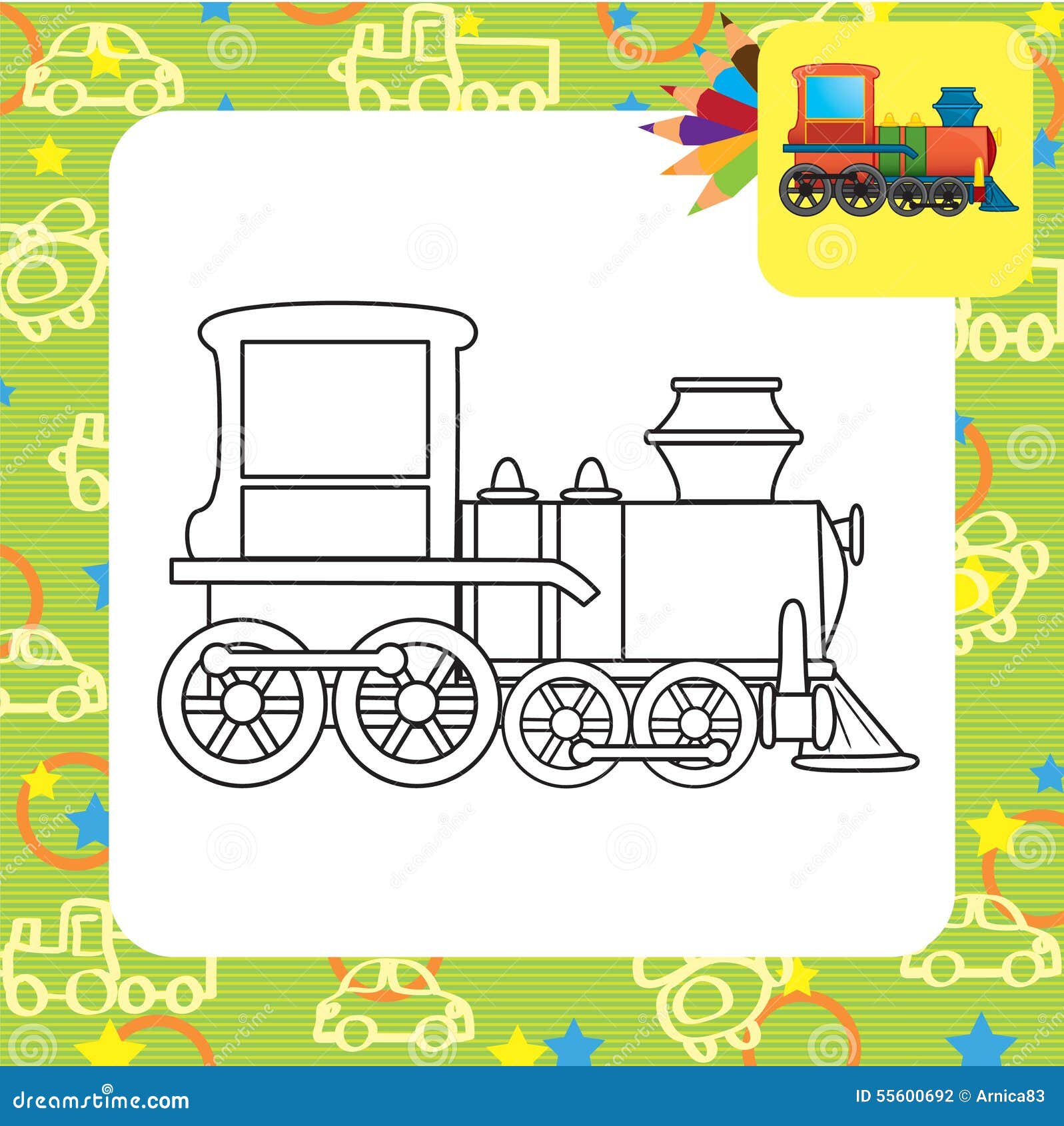 Train Toy. Coloring Page Vector Illustration | CartoonDealer.com #55600692