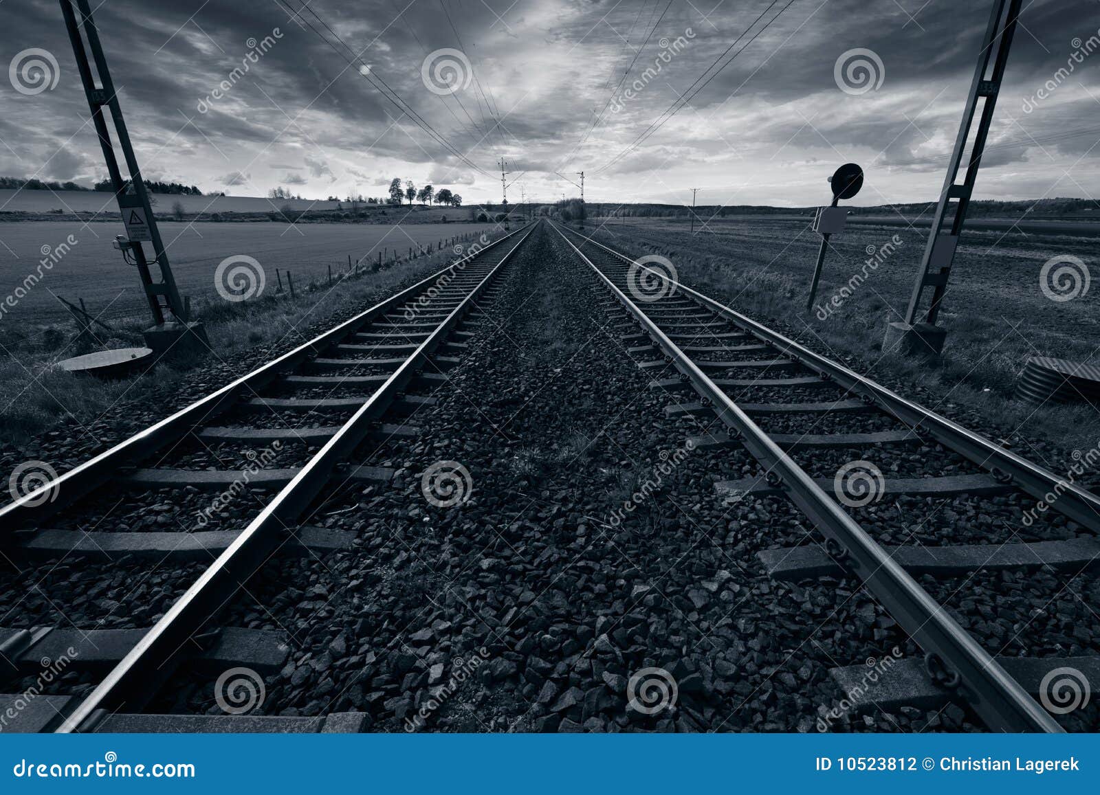 Train track into horizon stock photo. Image of landscape - 10523812