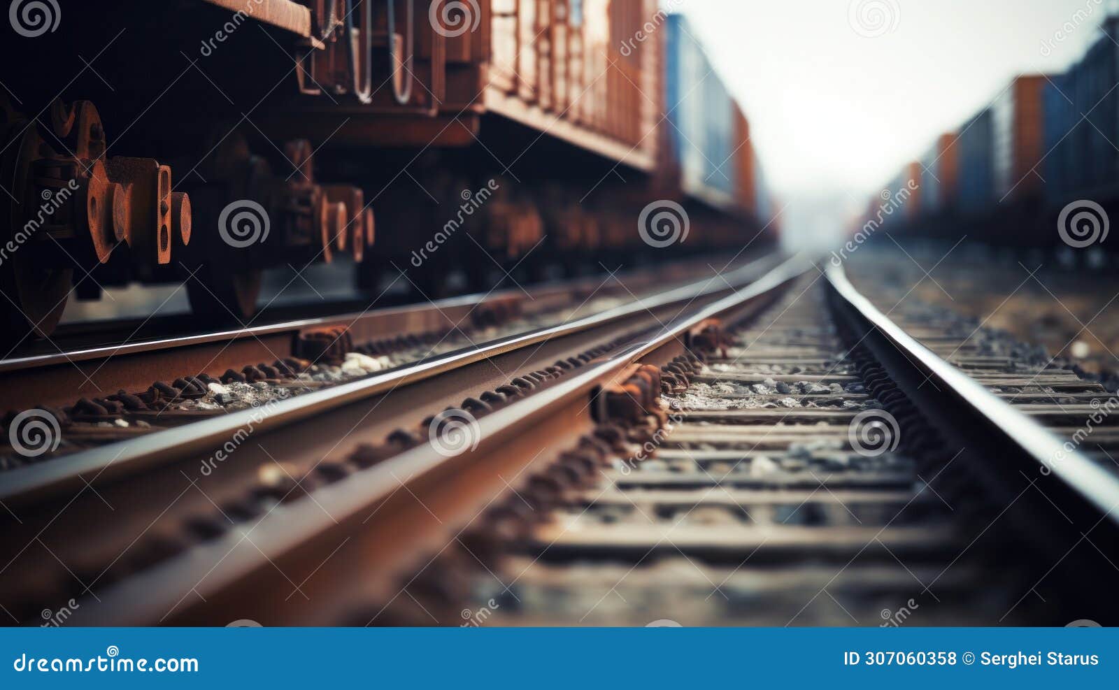 A Train Track with a Long Row of Trains on it, AI Stock Photo - Image ...
